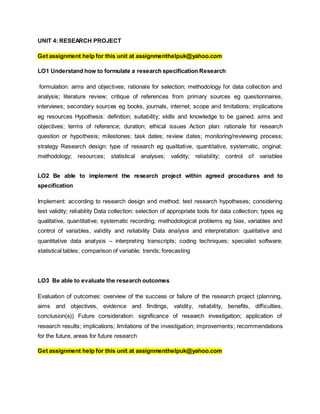 UNIT 4: RESEARCH PROJECT | DOCX