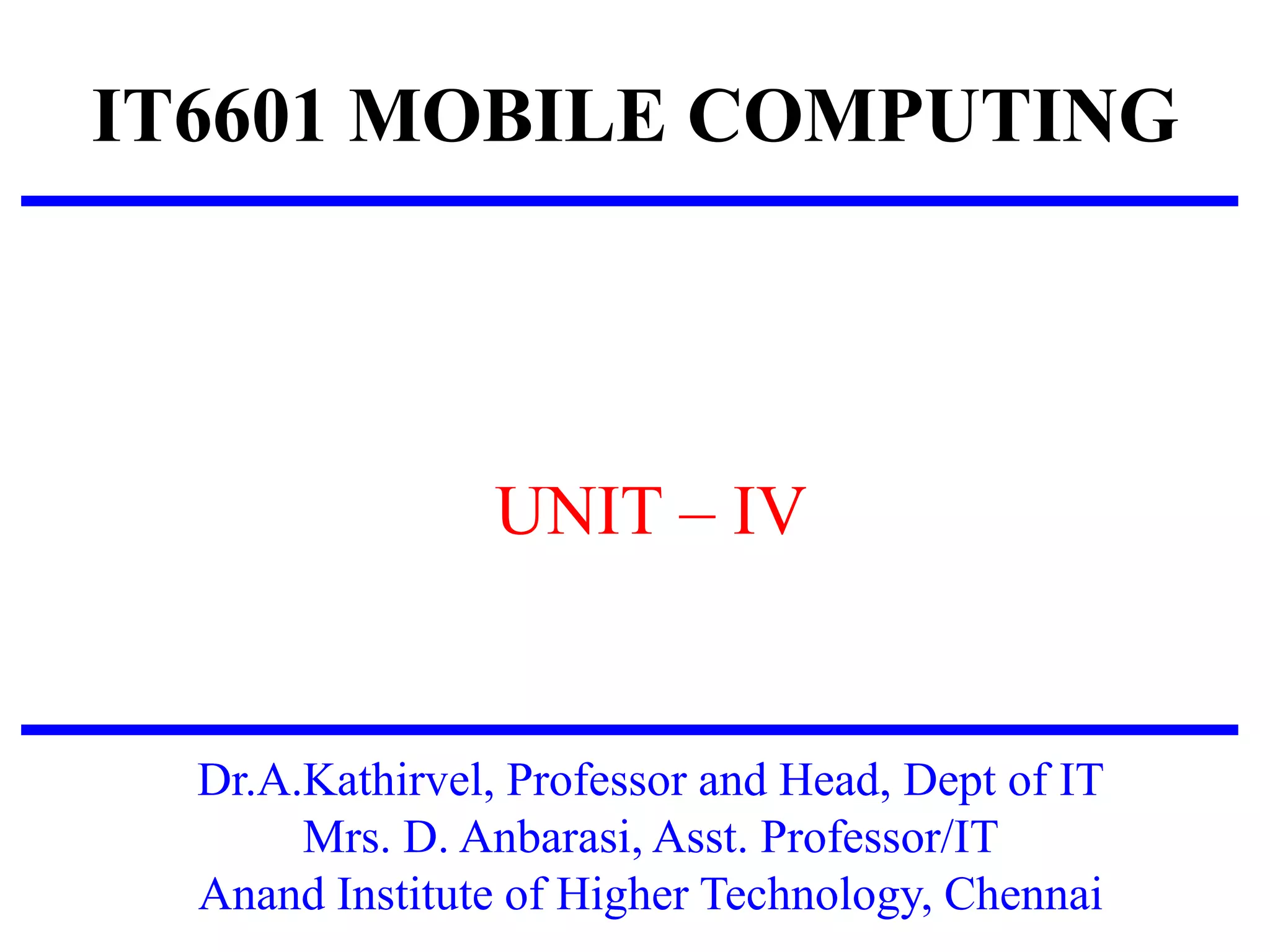 IT6601 MOBILE COMPUTING | PDF