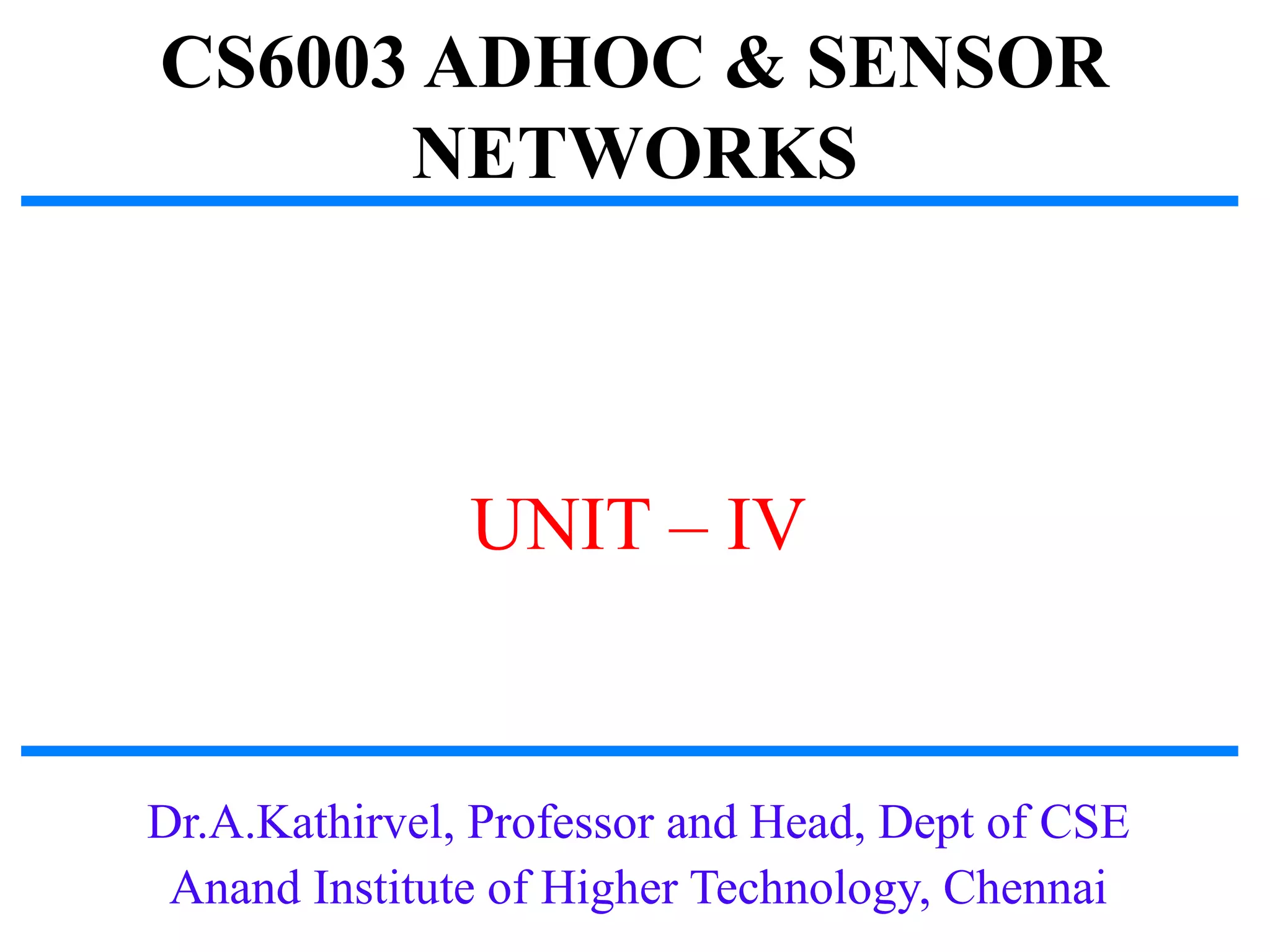 CS6003 AD HOC AND SENSOR NETWORKS | PPT