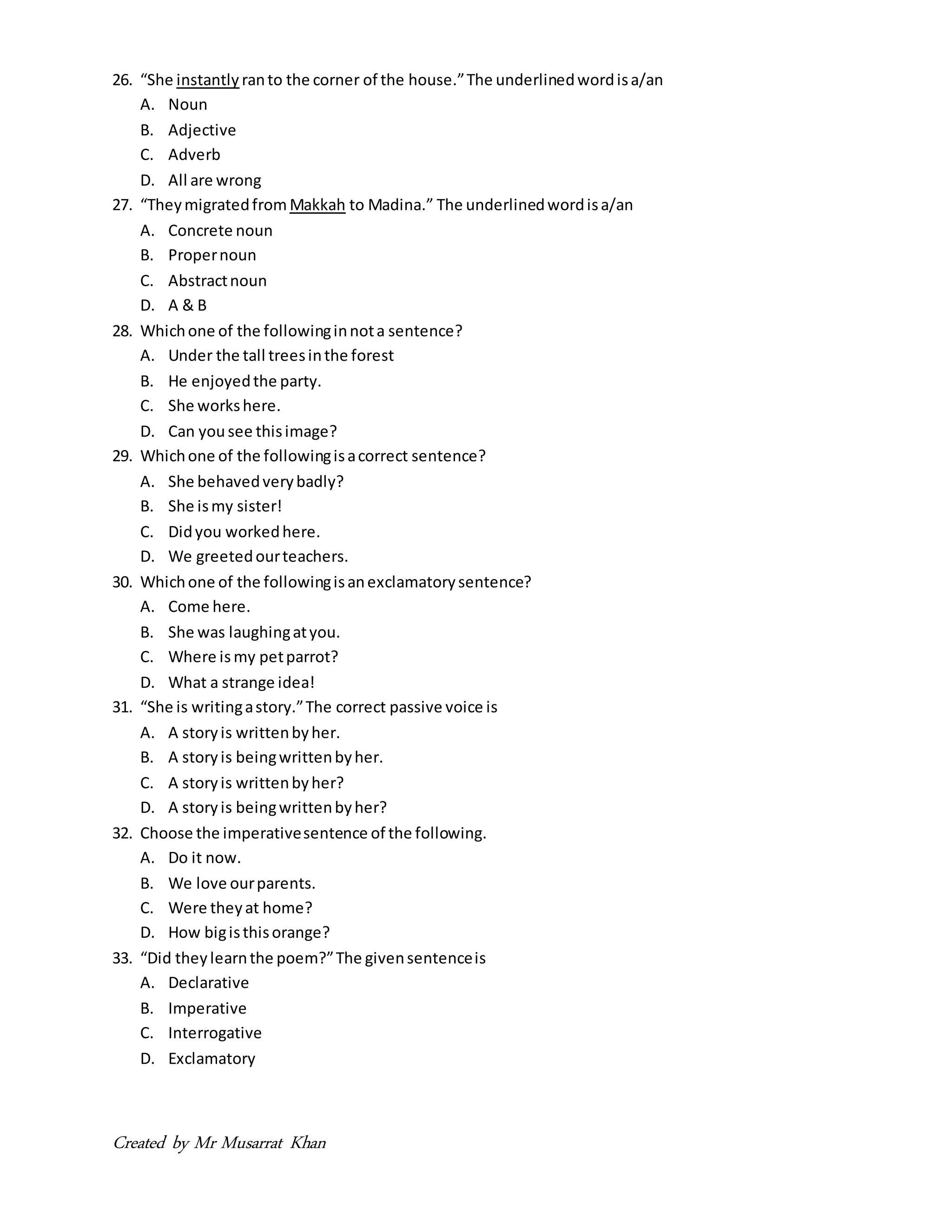 Unit 4. hazrat asma mcqs By Musarrat Khan | PDF