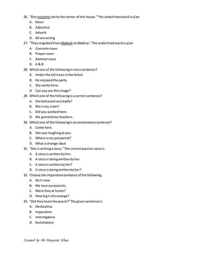 Unit 4. hazrat asma mcqs By Musarrat Khan | DOCX