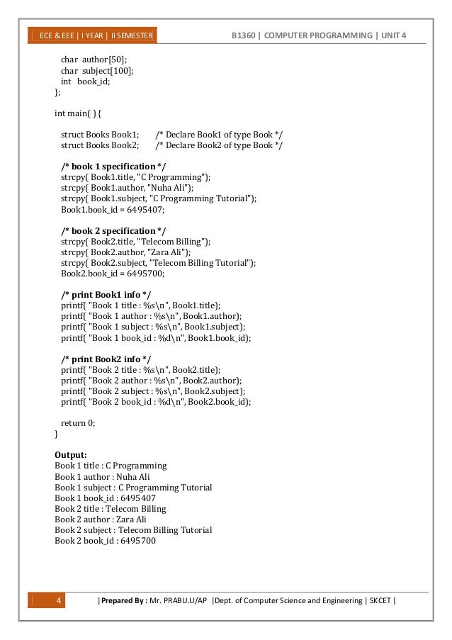 Structures And Pointers