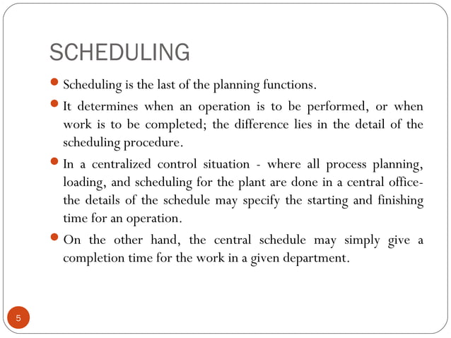 UNIT 4 - PRODUCTION SCHEDULING | PPT | Business | Business and Finance