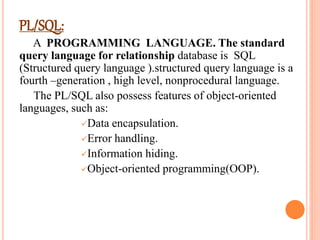 ORACLE PL/SQL | PPT