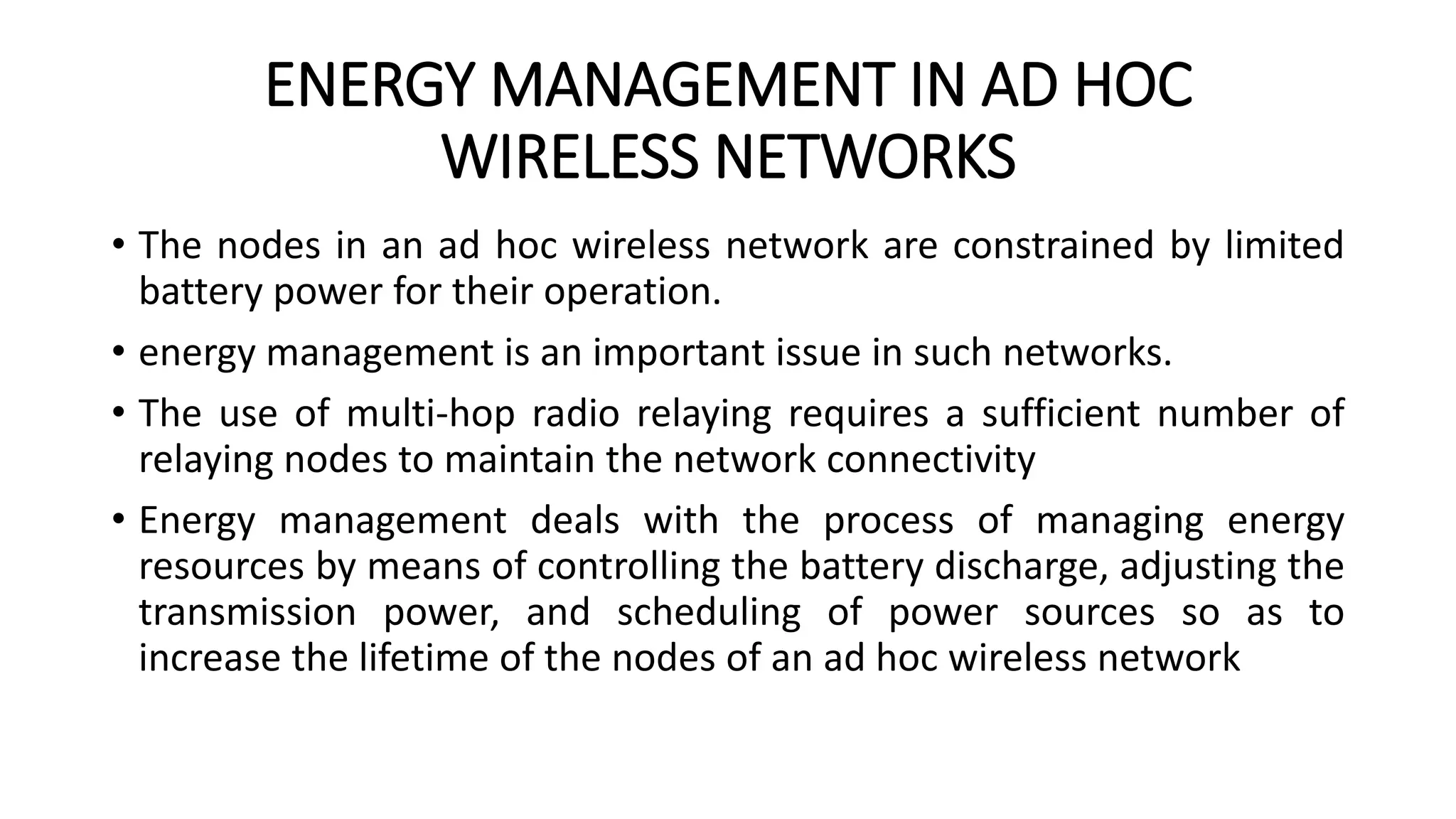 Unit 4 -2 energy management in adhoc wireless network | PPTX