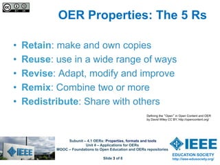 MOOC OERs 4.1 OERs in practice | PDF