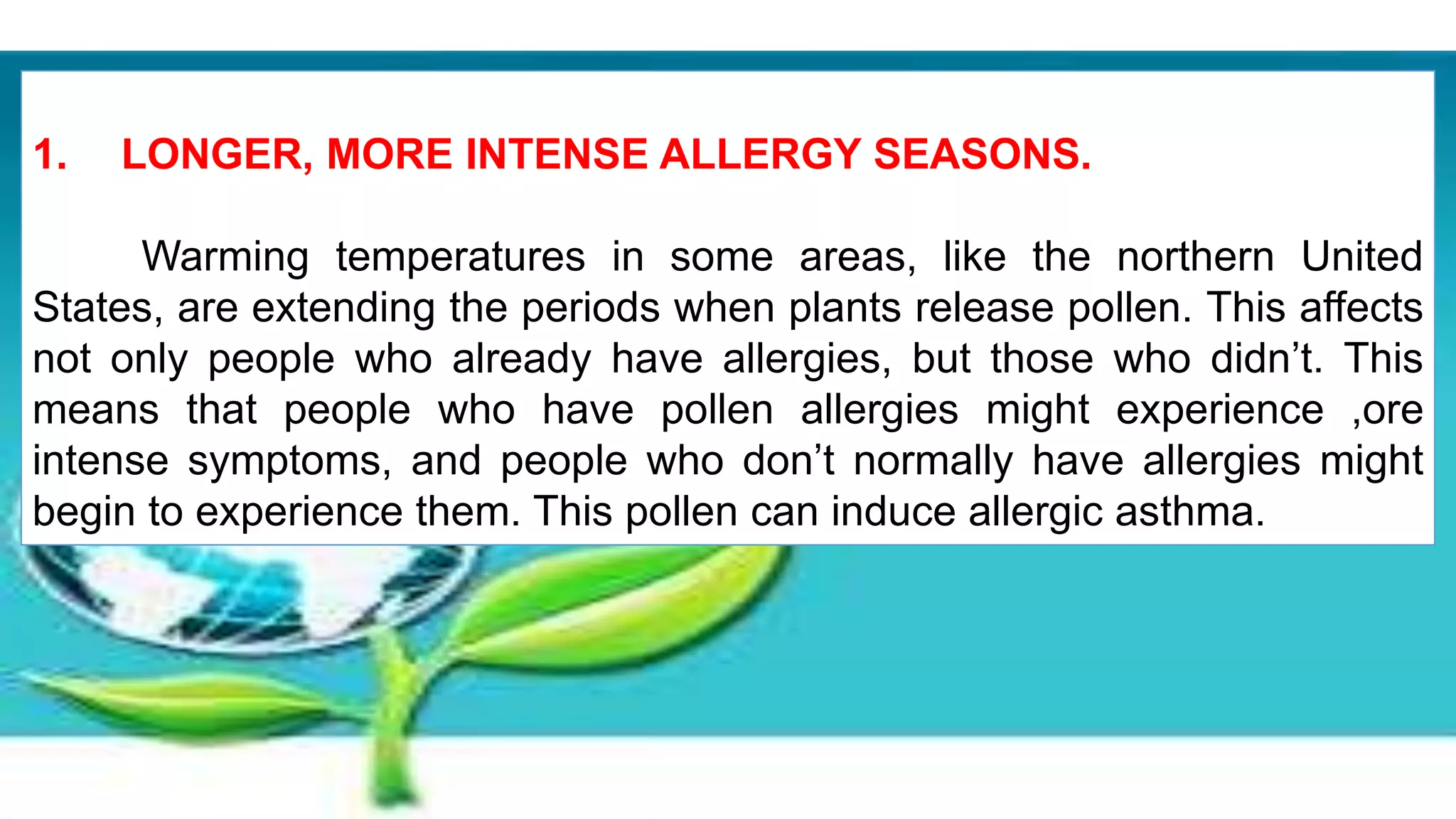 Unit 4: Planetary Networks: Climate Change | PPTX | Allergies ...