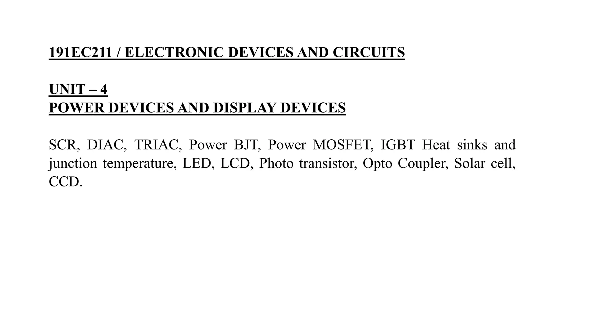 POWER DEVICES AND DISPLAY DEVICES | PPTX
