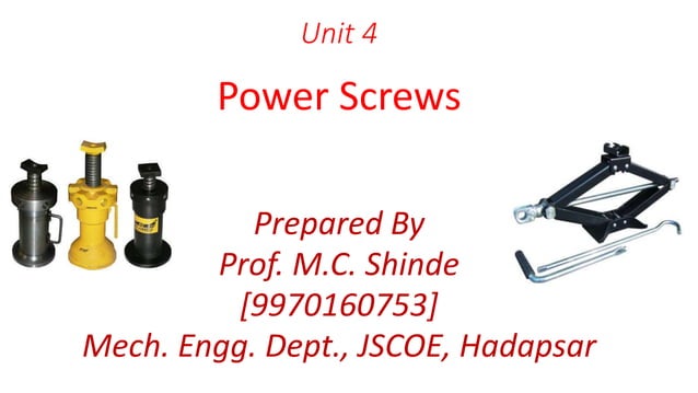 Unit 4 Design of Power Screw and Screw Jack | PDF