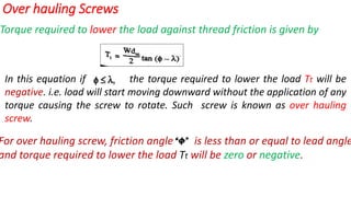 Unit 4 Design of Power Screw and Screw Jack | PDF