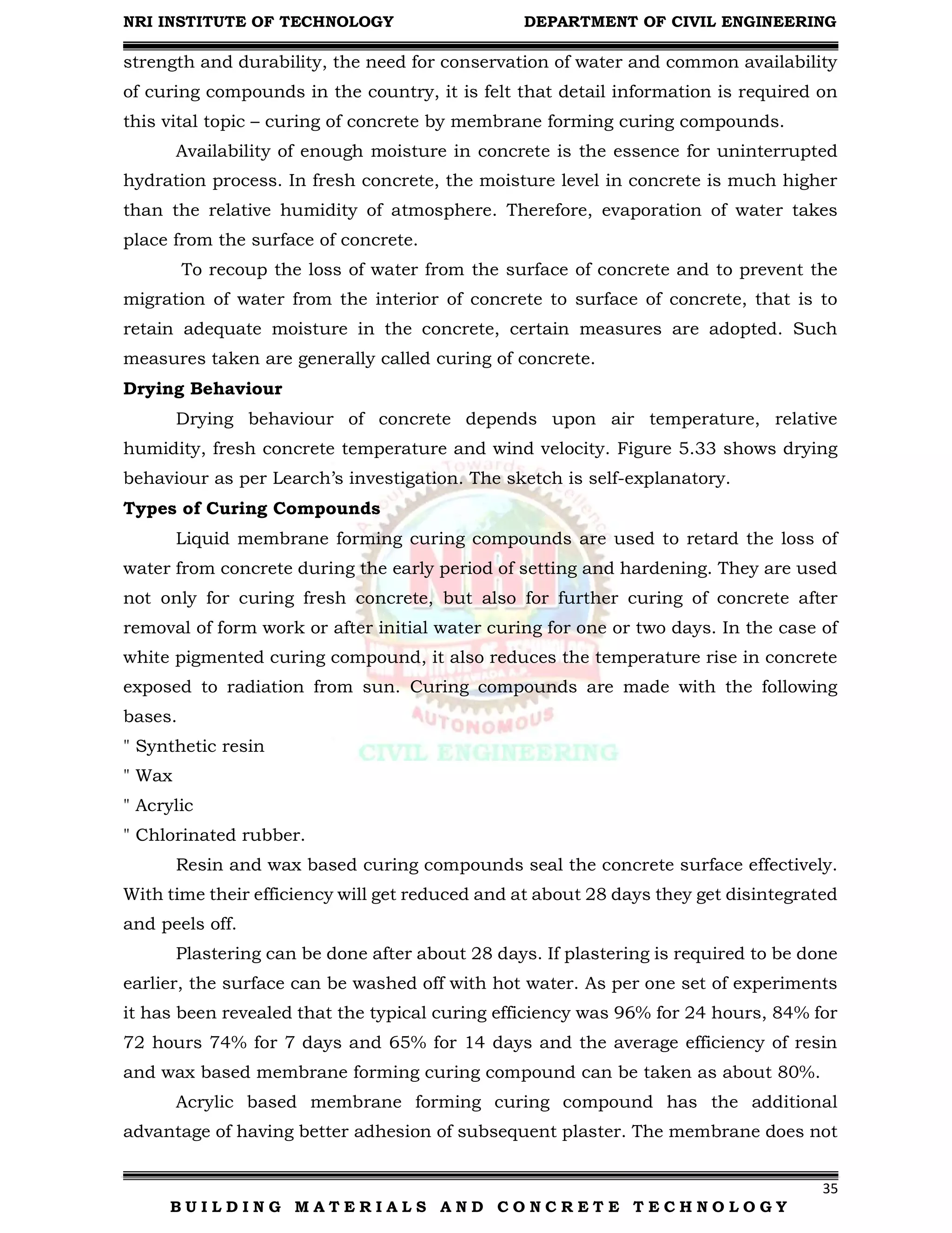 Building Materials and Concrete Technology Unit 4 | PDF