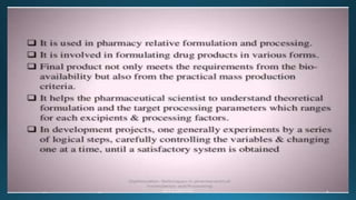 optimization techniques in pharmaceutical product development | PPTX