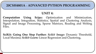 Computation Using Scipy, Scikit Image, Scikit Learn | PPT