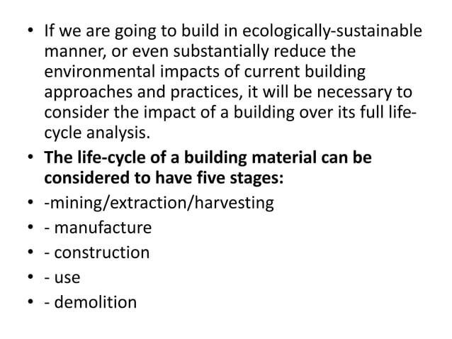 Environmental Impacts of Building Materials | PPTX
