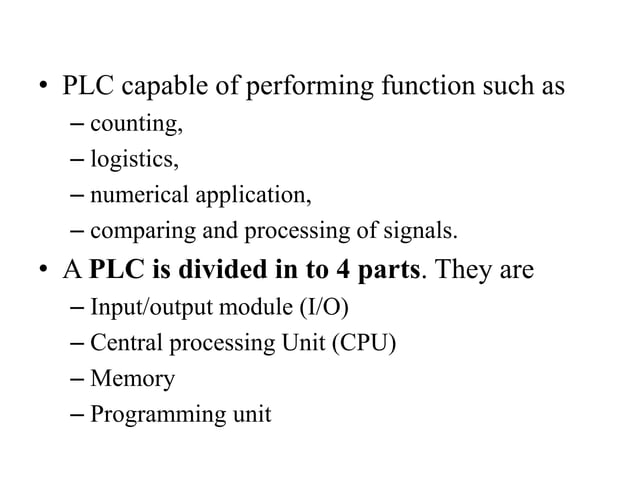 MECHATRONICS-UNIT 4-PROGRAMMABLE LOGIC CONTROLLER .ppt | Programming Languages | Computing