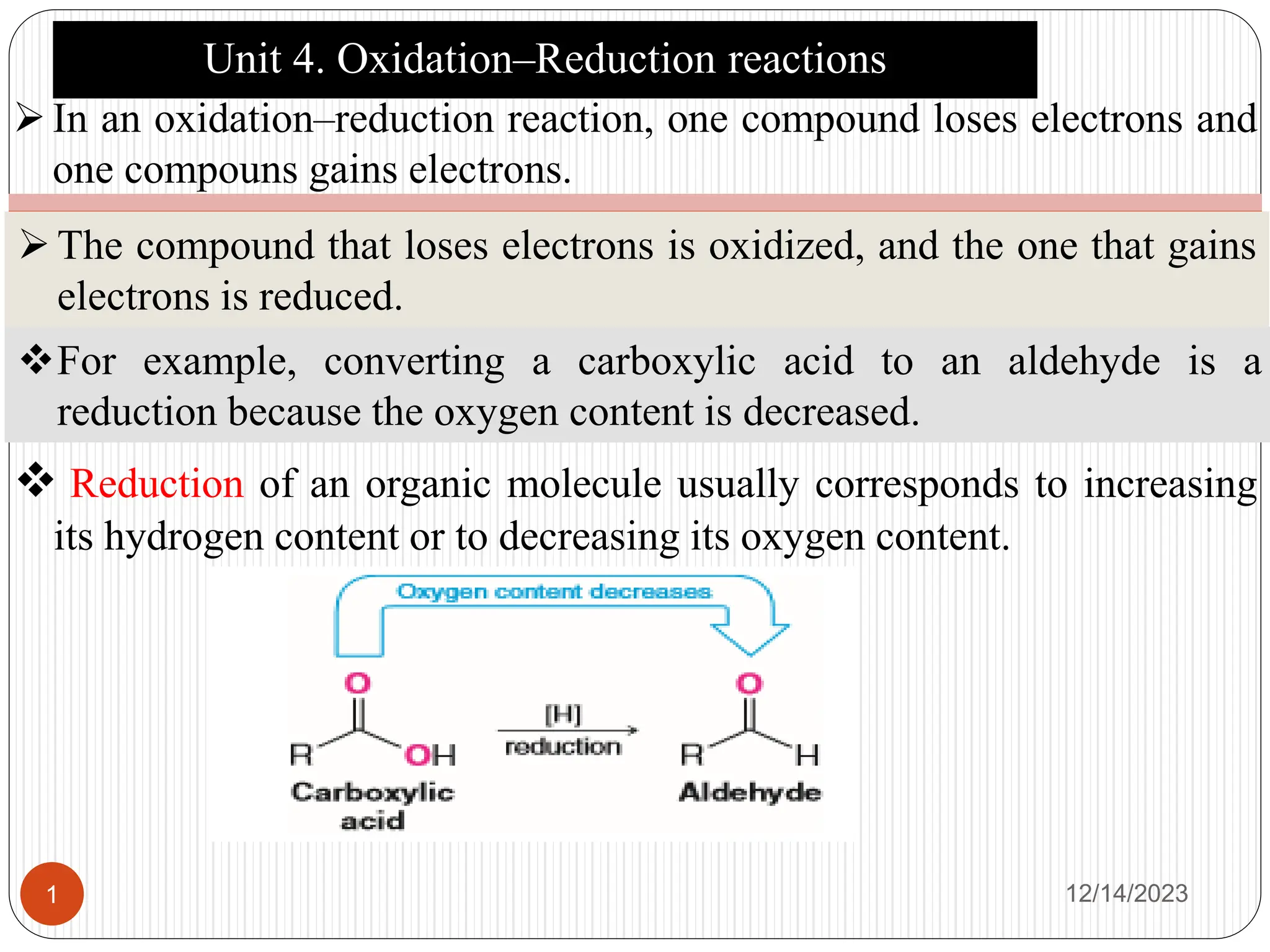organic chemistry, oxidation reduction reaction | PPTX