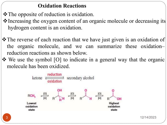 organic chemistry, oxidation reduction reaction | PPTX | Chemistry ...