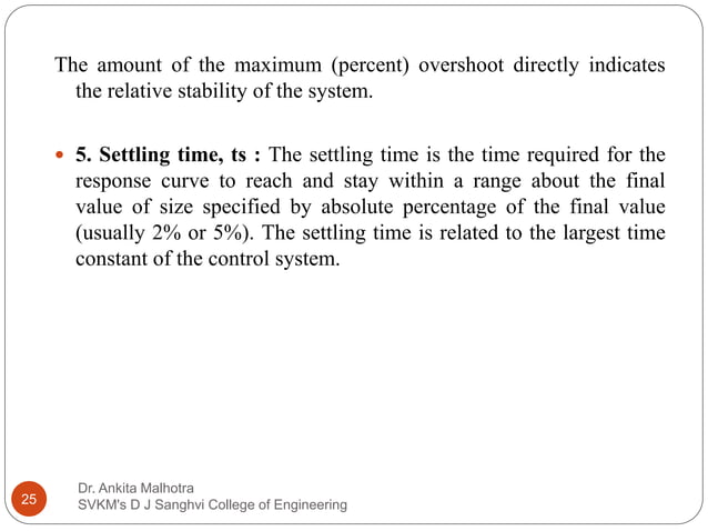 Response of control systems in time domain | PPT