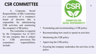 Corporate social Responsibility (CSR) Strategies and Frameworks | PPTX