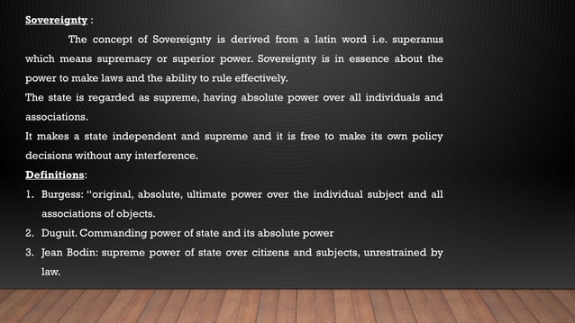 Sovereignty and its relation with Law... | PPT