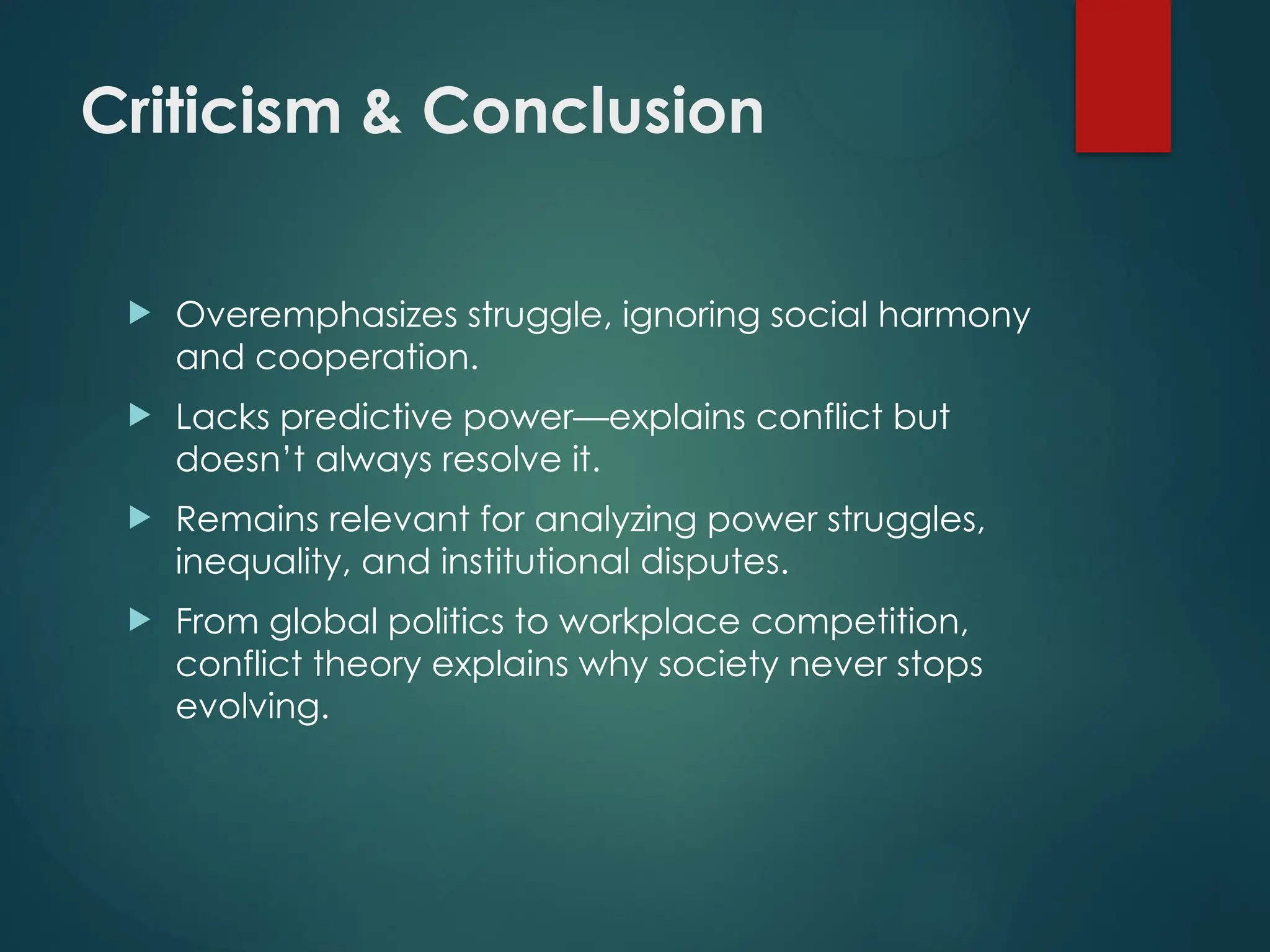 Conflict theory Unit 4 THEORIES OF SOCIOLOGY | PPTX