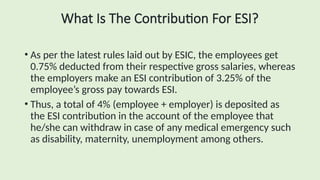 Employee State Insurance Act and ESI Wages Calculation and cases | PPT