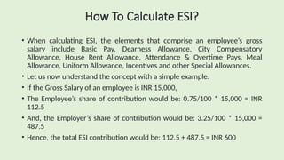 Employee State Insurance Act and ESI Wages Calculation and cases | PPTX