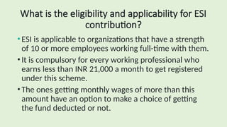 Employee State Insurance Act and ESI Wages Calculation and cases | PPTX