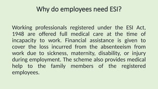 Employee State Insurance Act and ESI Wages Calculation and cases | PPT