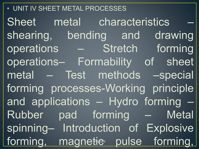 Sheet metal basics- stretch forming- explosive forming | PPT