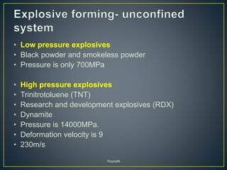 Sheet metal basics- stretch forming- explosive forming | PPTX
