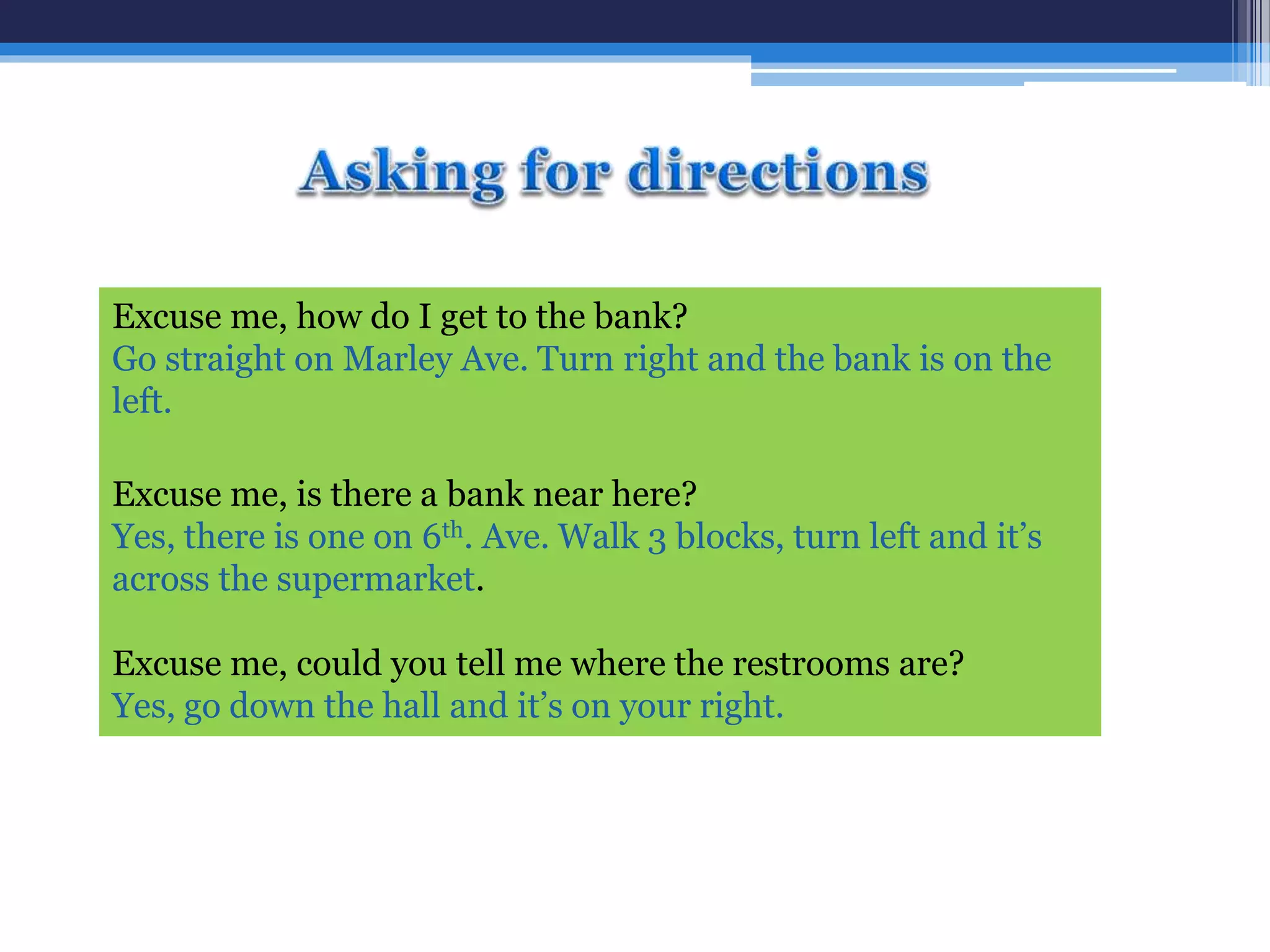 Unit 4 - conversation course - asking for directions | PPT