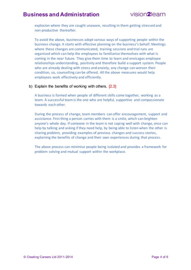 Business and Admin Level 2 Unit 4 assessment answers | DOC