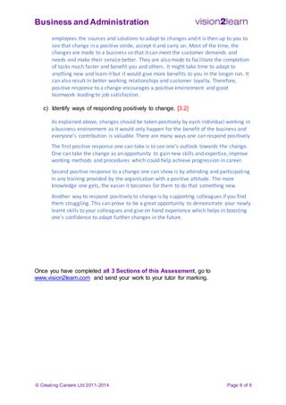 Business and Admin Level 2 Unit 4 assessment answers | DOC