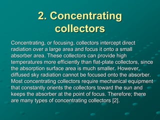 unit 4-Concentrating collector types of collectors and focused ...
