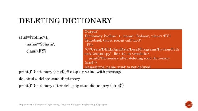 Unit4-Basic Concepts and methods of Dictionary.pptx | Programming Languages | Computing