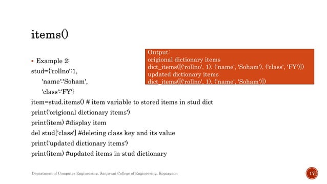 Unit4-Basic Concepts and methods of Dictionary.pptx | Programming Languages | Computing