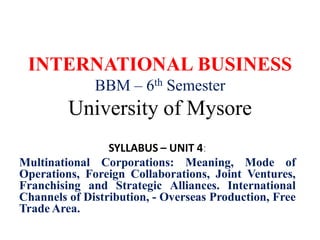 Unit 4 international business 6th semester bbm notes pdf | PPT