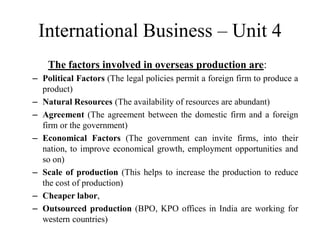 Unit 4 international business 6th semester bbm notes pdf | PPT