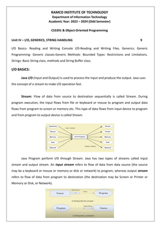 UNIT4-IO,Generics,String Handling.pdf Notes | PDF