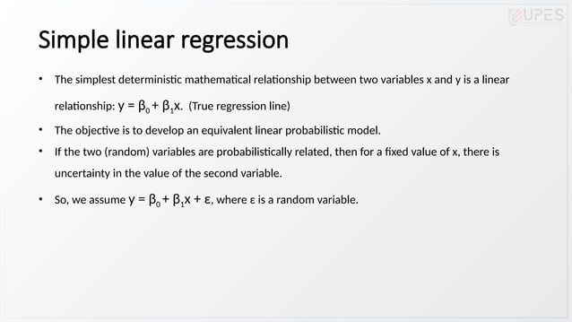 Unit4- Lecture1.pptx simple linear regression | PPTX