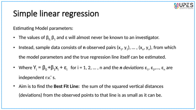 Unit4- Lecture1.pptx simple linear regression | PPTX