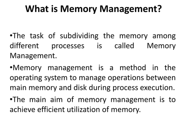 Unit 4-Memory Management - operating systems.pptx | Operating Systems | Computer Software and ...