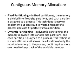 Unit 4-Memory Management - operating systems.pptx | Operating Systems | Computer Software and ...