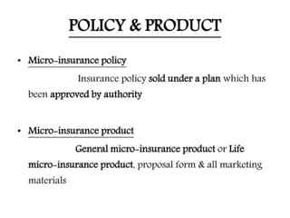 micro insurance and its products , Regulation by law | PPTX