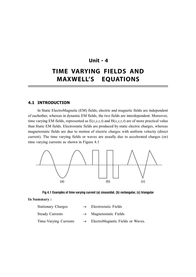 Time Varying Fields And Maxwells Equations Unit 4 Notes Pdf