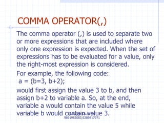 c++ programming Unit 4 operators | PPTX