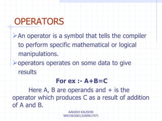 c++ programming Unit 4 operators | PPTX