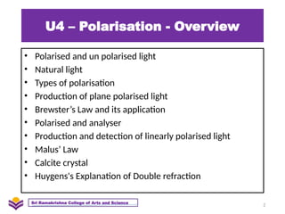 23PH301 - Unit 4 - Optics - Polarisation.pptx