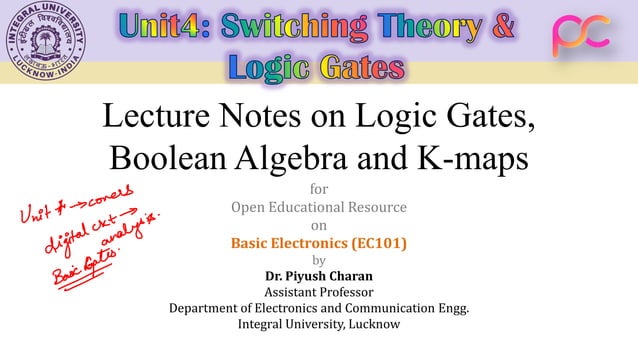 Unit 4 Switching Theory and Logic Gates | PPT